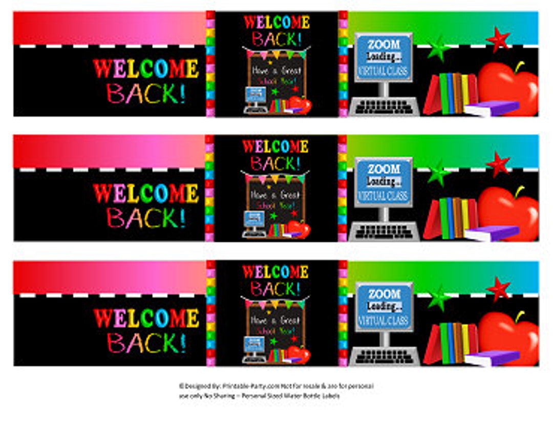 Printable Water Bottle Labels | Welcome Back to School Virtual Online ...