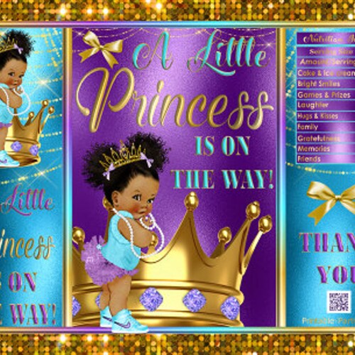 Princess Purple Gold Baby Girl Afro Puff African American - Etsy