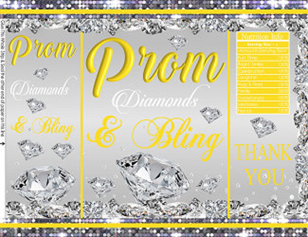 Printable Potato Chip Bags | Yellow Bright Silver Grey & Bling Diamond ...
