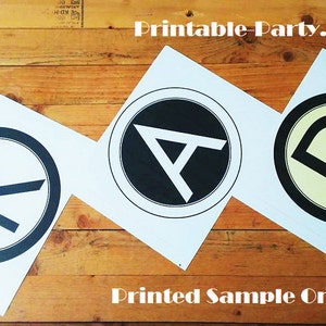 8x8 Inch Circle Black White Printable Banner Letters - Etsy