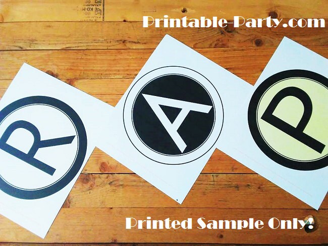 8x8 Inch Circle Black White Printable Banner Letters | Etsy