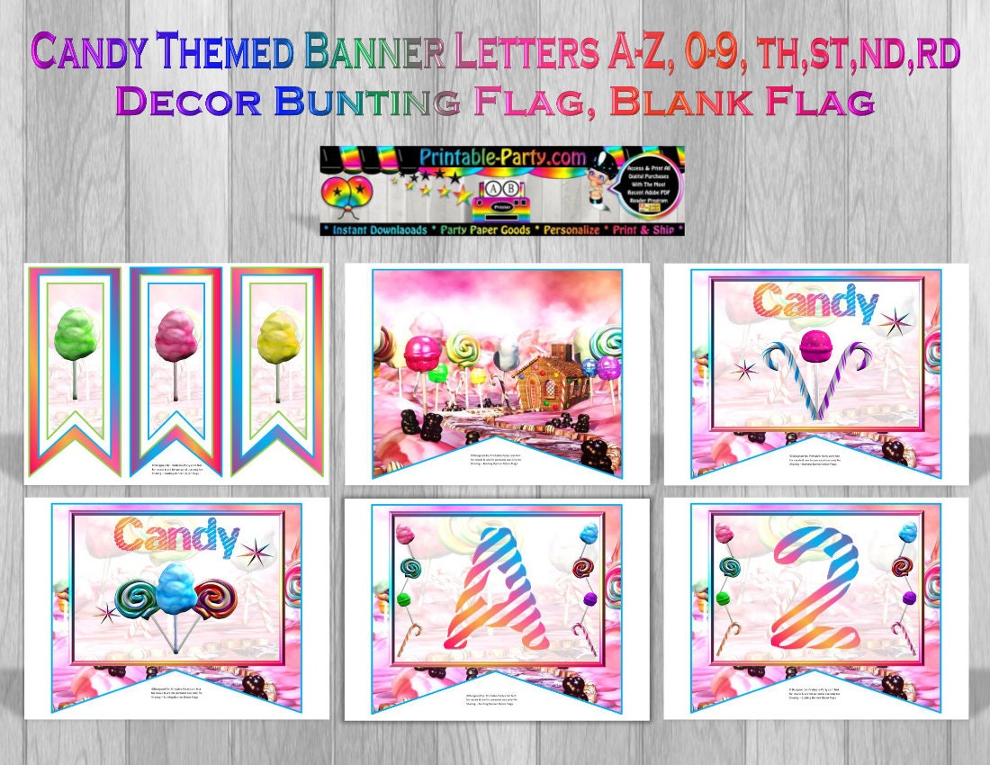 9x8 Inch Candy Theme Printable Banner Letters A to Z - Etsy