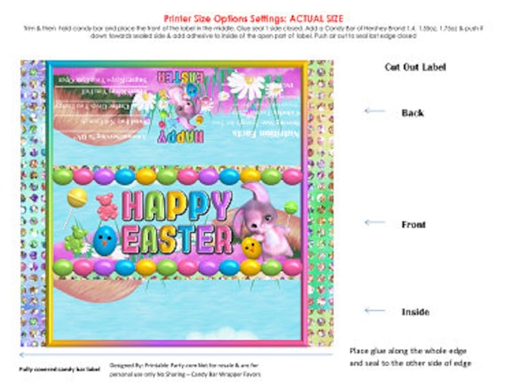 Printable Fully Wrapped Candy Bar Labels | Easter Bunny Eggs Purple ...