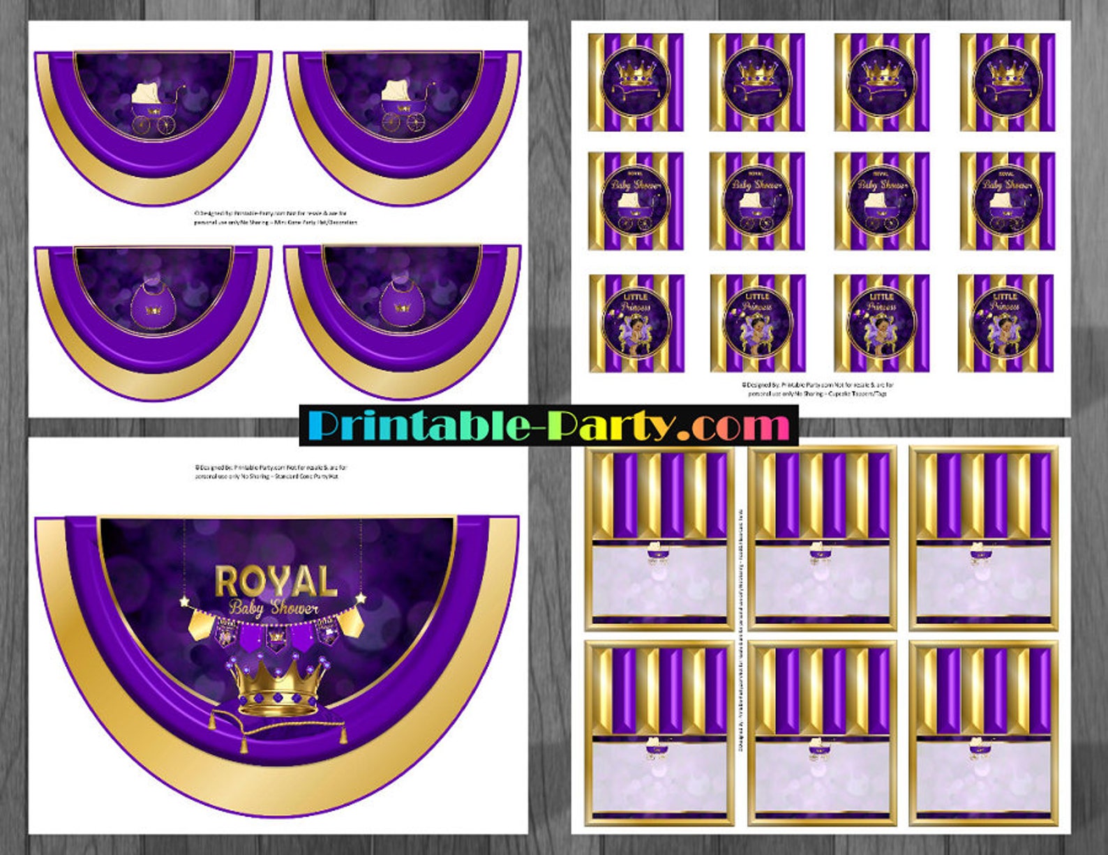 Printable African American Royal Little Princess Purple Gold Baby ...