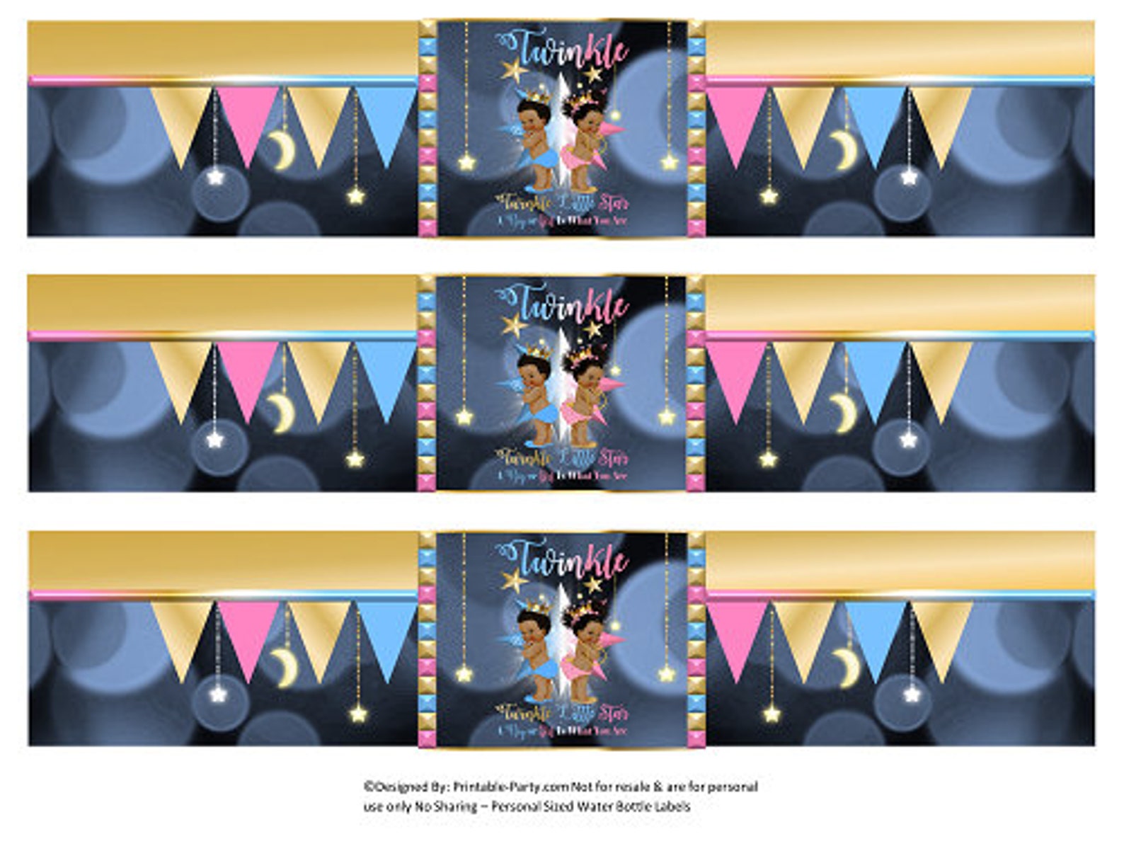 Printable Water Bottle Labels Twinkle Little Star Nursery - Etsy