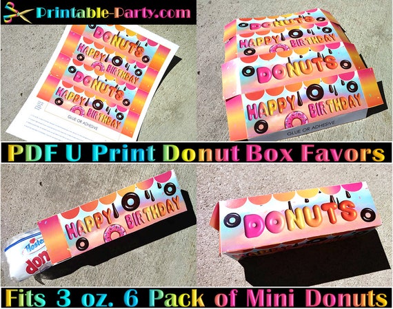 Printable Custom Mini Donut Box | Custom Favor Boxes | Personalized ...