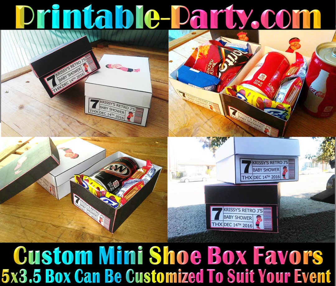Printable Custom Mini Shoe Box | Custom Favor Boxes | Personalized ...