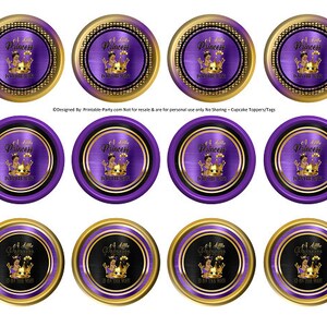 Printable Circle Tags 2 Inch Cupcake Toppers Purple Black - Etsy