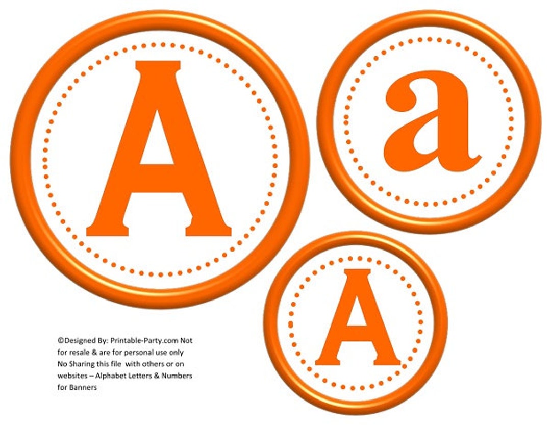 6 Inch Circle Orange Printable Banner Letters - Etsy