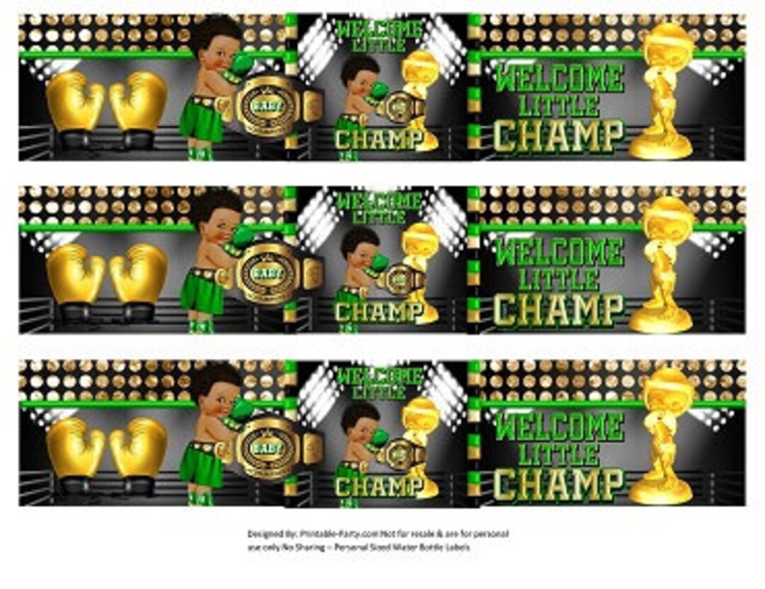 Printable Water Bottle Labels | Boxing Boxer Little Champ Sports ...