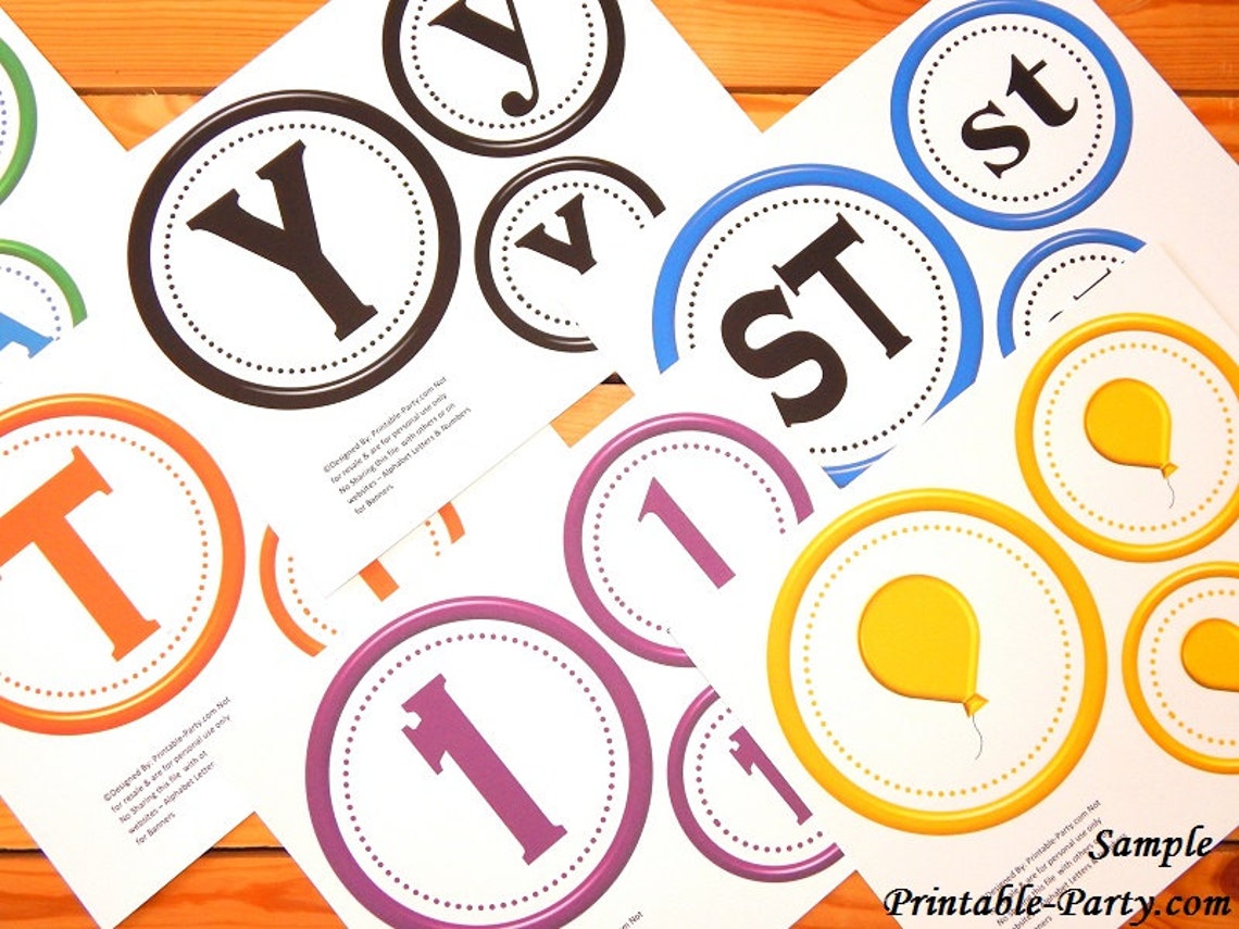 6 Inch Circle Orange Printable Banner Letters | Etsy