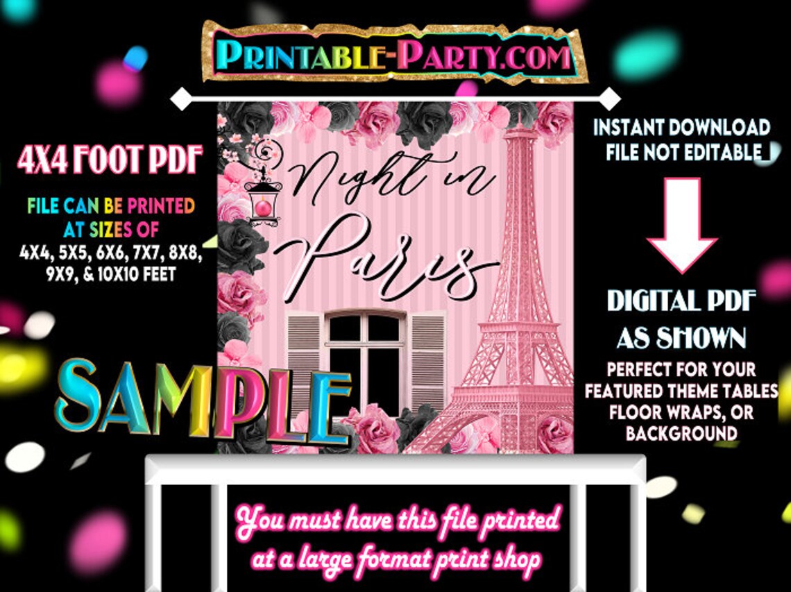 Backdrop Banner 4x4 Foot Printable PDF Instant Download | Vintage Pink ...