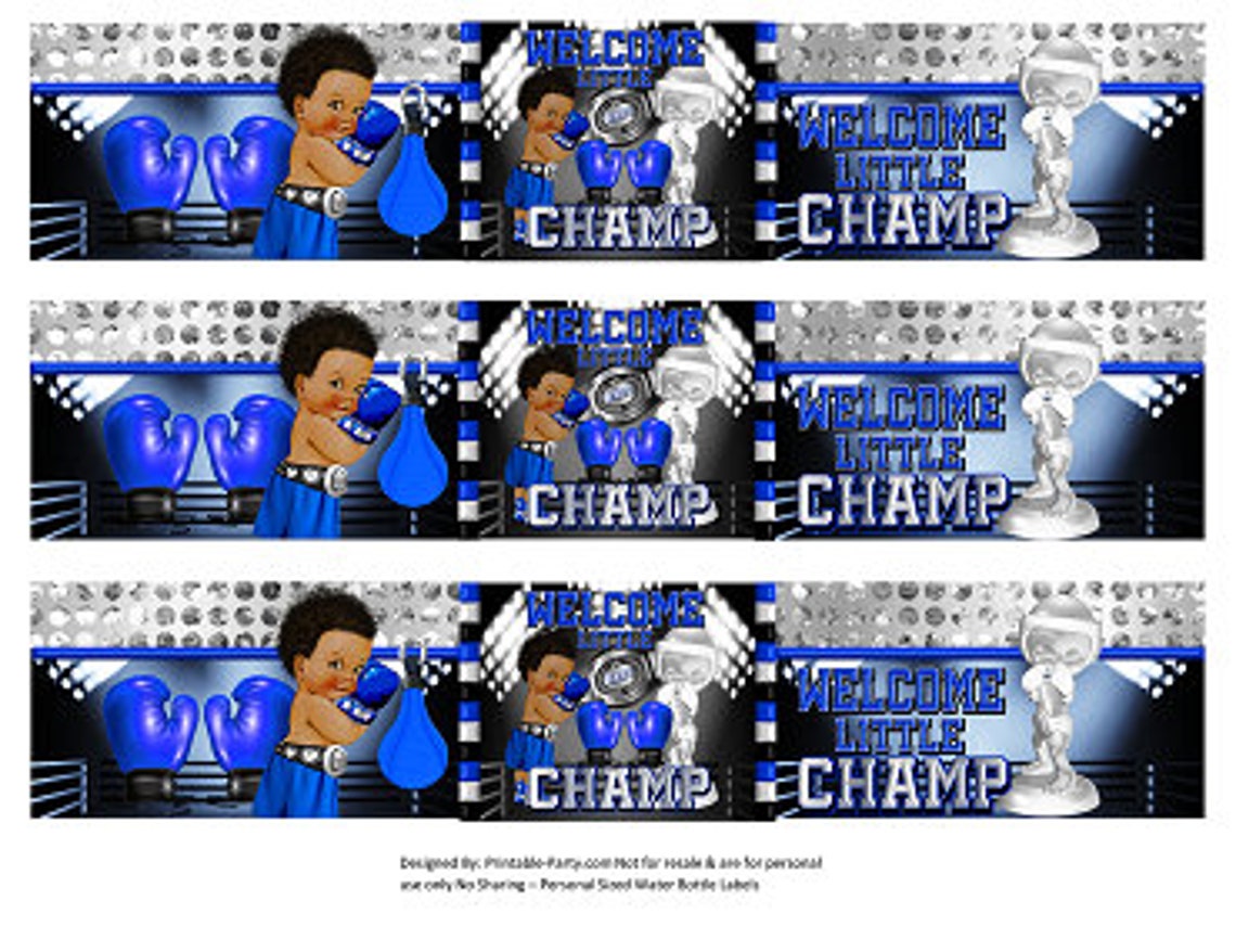 Printable Water Bottle Labels Boxing Boxer Little Champ - Etsy