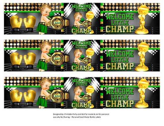 Printable Water Bottle Labels Boxing Boxer Little Champ - Etsy