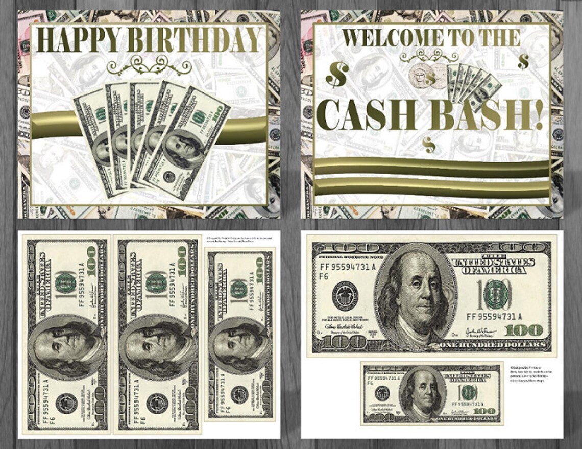 Money Theme Printable Party Supplies | Etsy