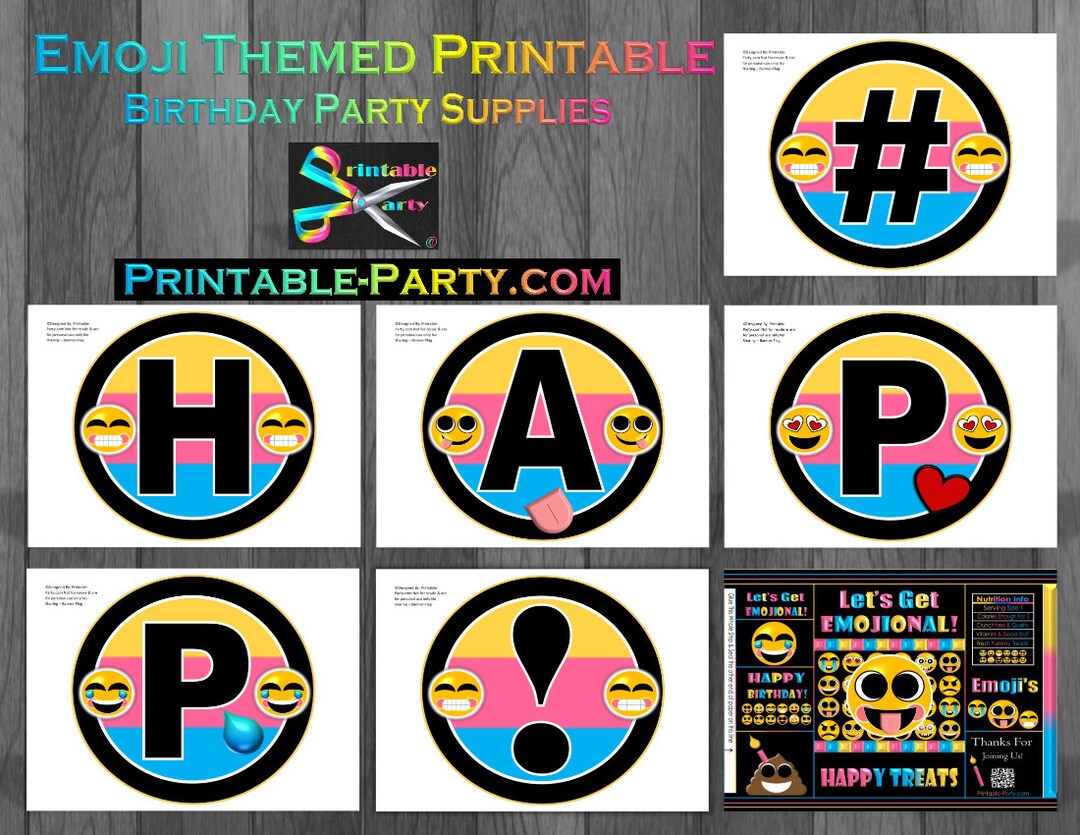Printable Emoji Birthday Party Decorations and Theme Supplies - Etsy