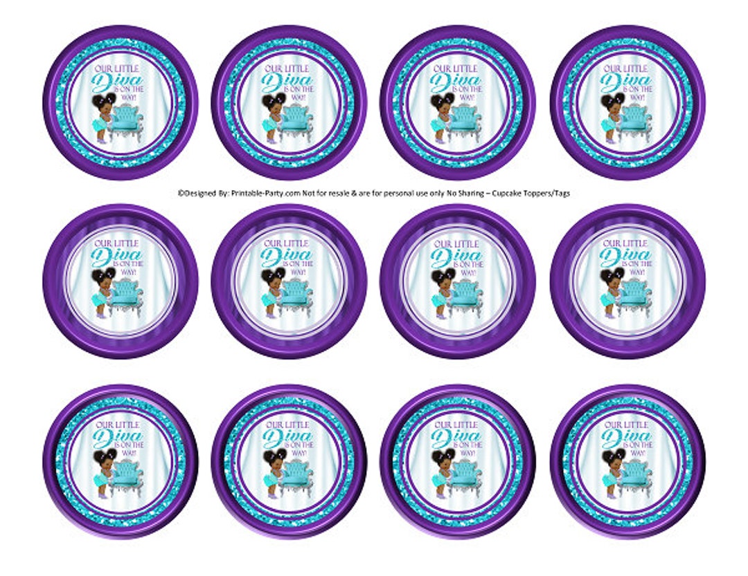 Printable Circle Tags 2 Inch Cupcake Toppers | Royal Princess African ...