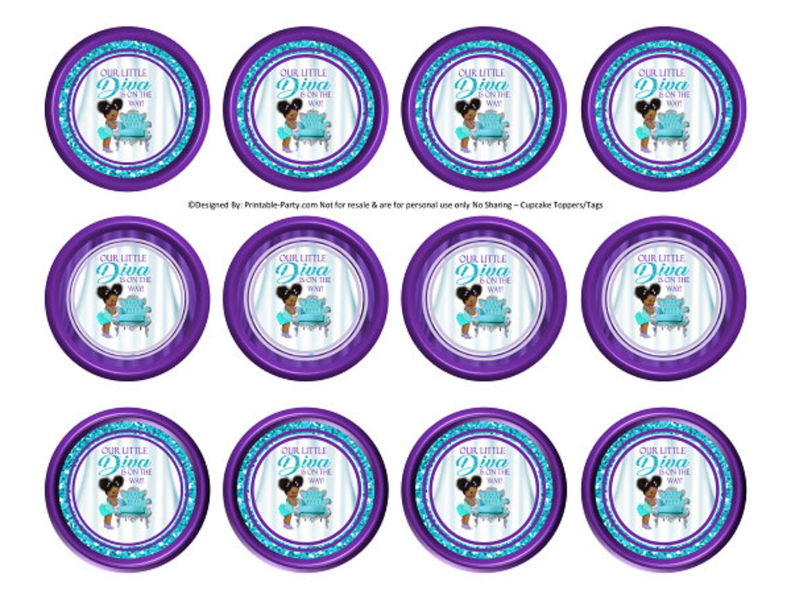 Printable Circle Tags 2 Inch Cupcake Toppers Royal Princess - Etsy