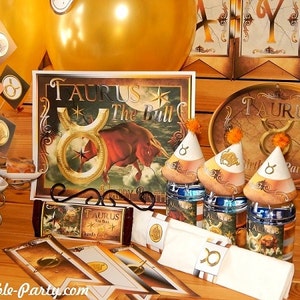 Taurus Zodiac Sign Horoscope Theme Printable Birthday Decorations ...