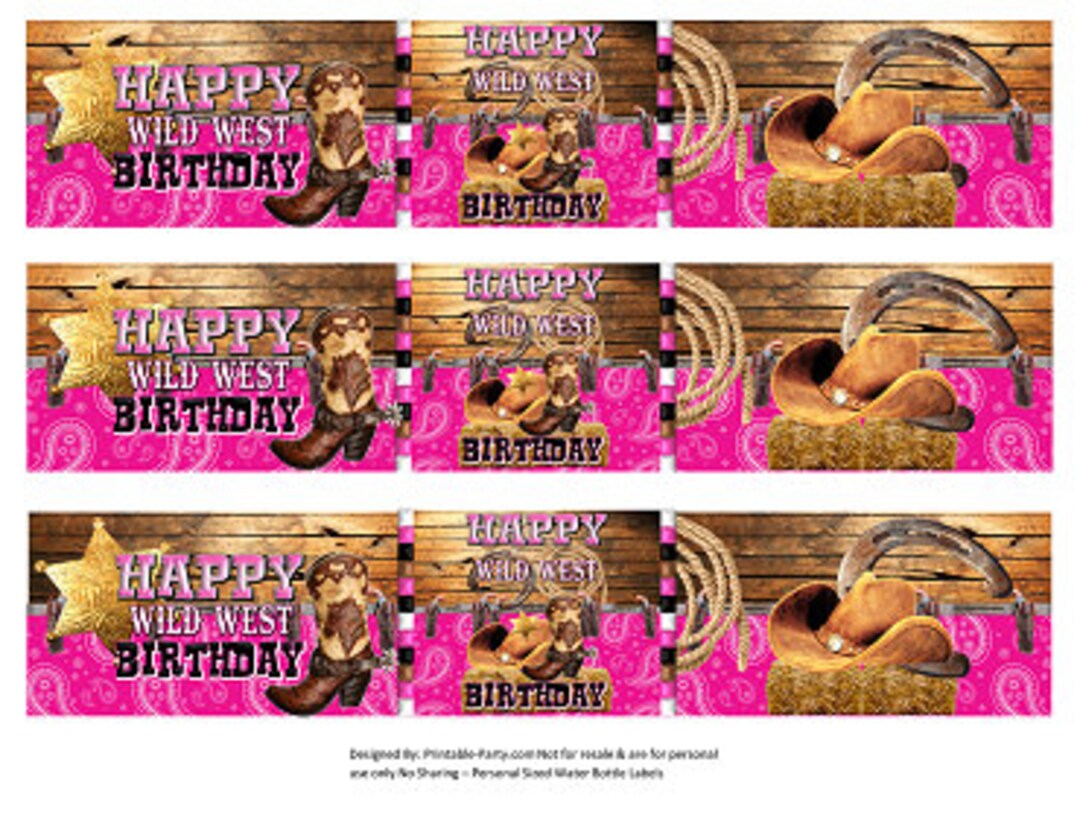 Printable Water Bottle Labels | Cowgirl Cowboy Western Wild West ...