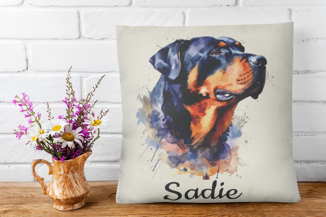 Personalized Rottweiler Rottie Spun Polyester Square Pillow Case ...