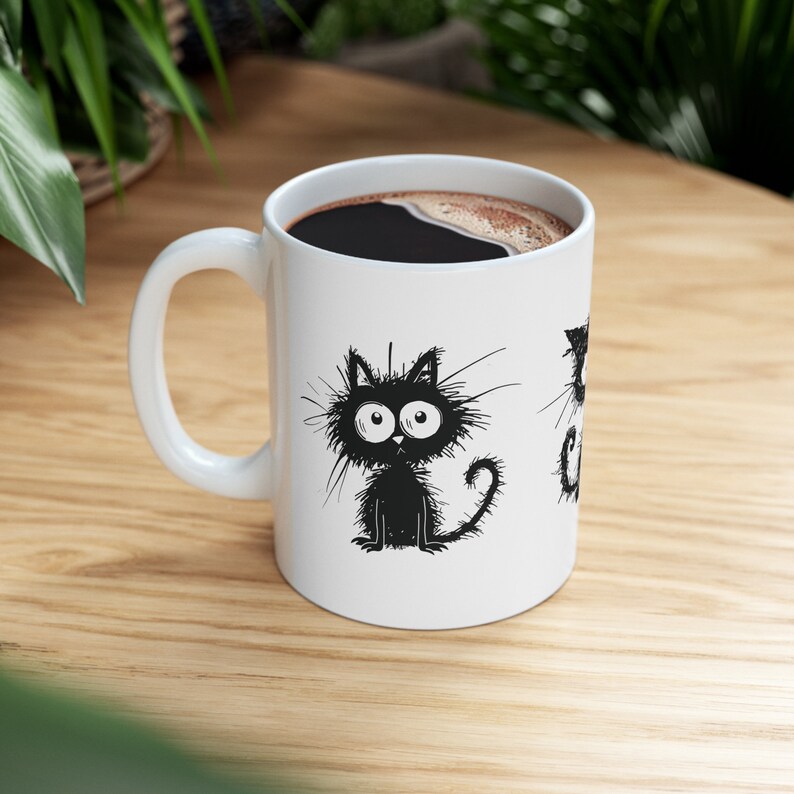 Whimsical Black Cats, Coffee Cup, Java Lover, Frazzled, Gift for Her ...