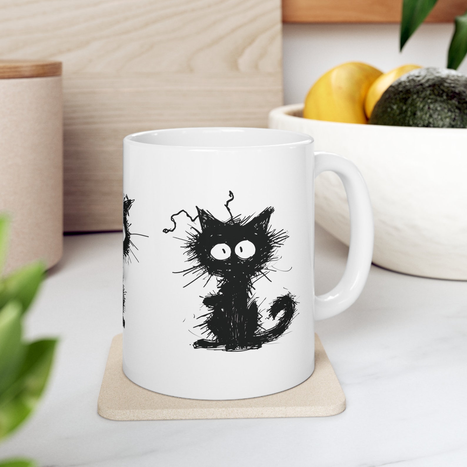 Whimsical Black Cats, Coffee Cup, Java Lover, Frazzled, Gift for Her, Cat Lover Mugs, Black ...
