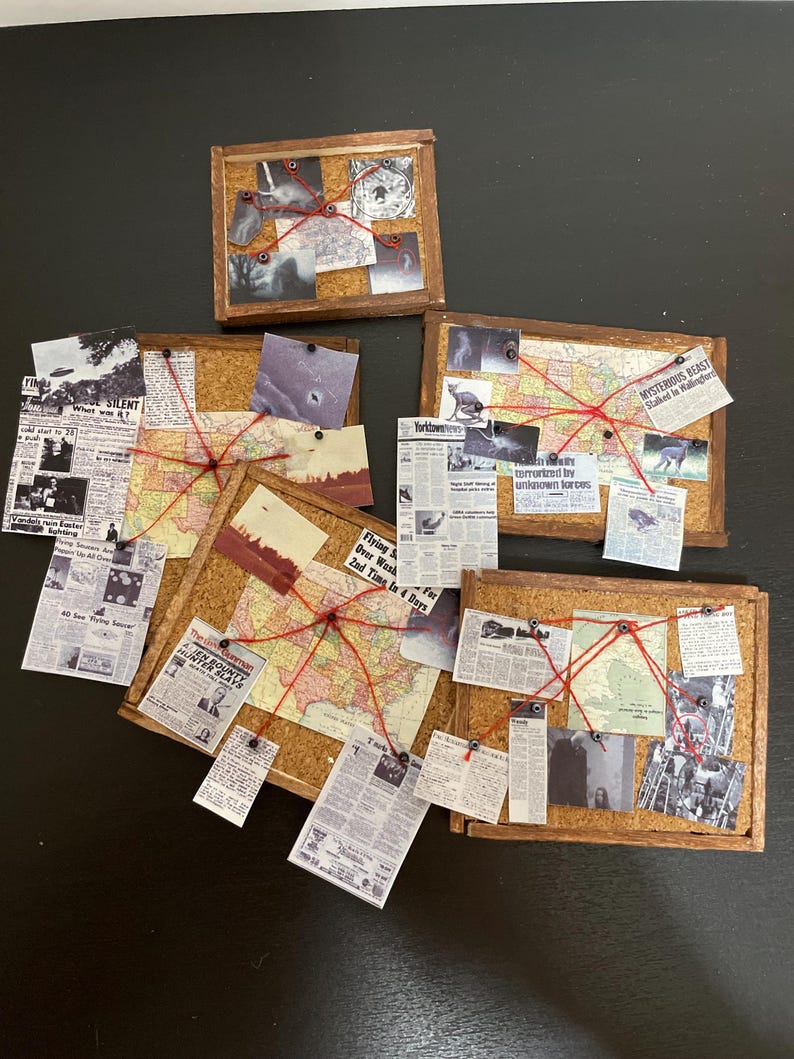 Mini Conspiracy Cork Board Kit, Cryptid Red String Board (DIY) - Etsy