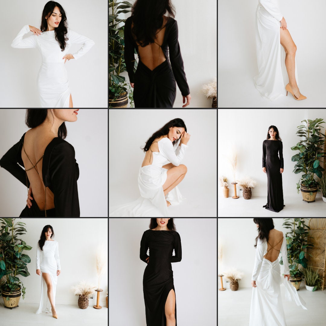 A-list Dress- a Sexy Long Sleeve Slip Dress, Preorder Backless ...