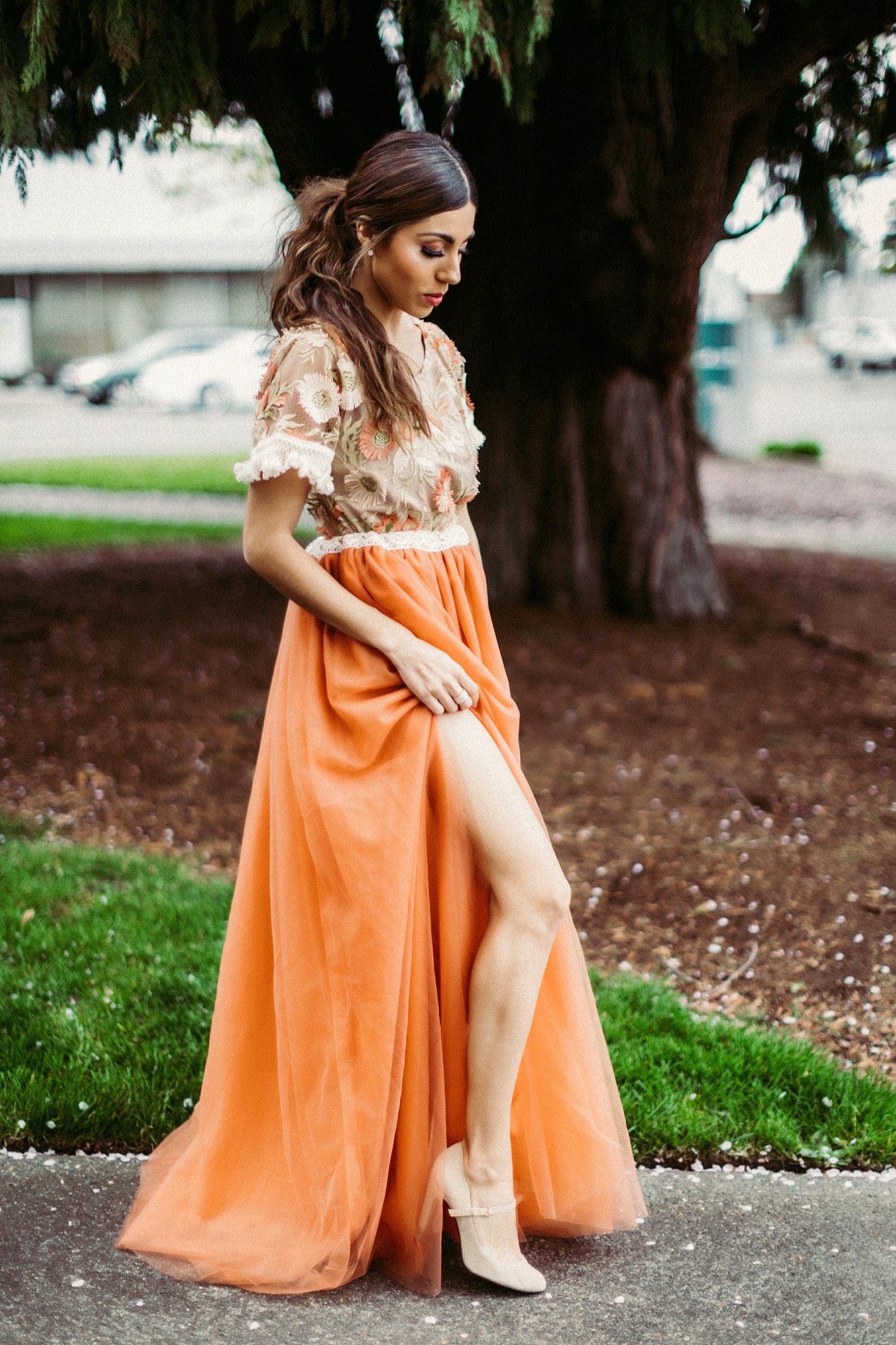 Orange Feather/ Tulle Dress BOHO Dress Preorder | Etsy