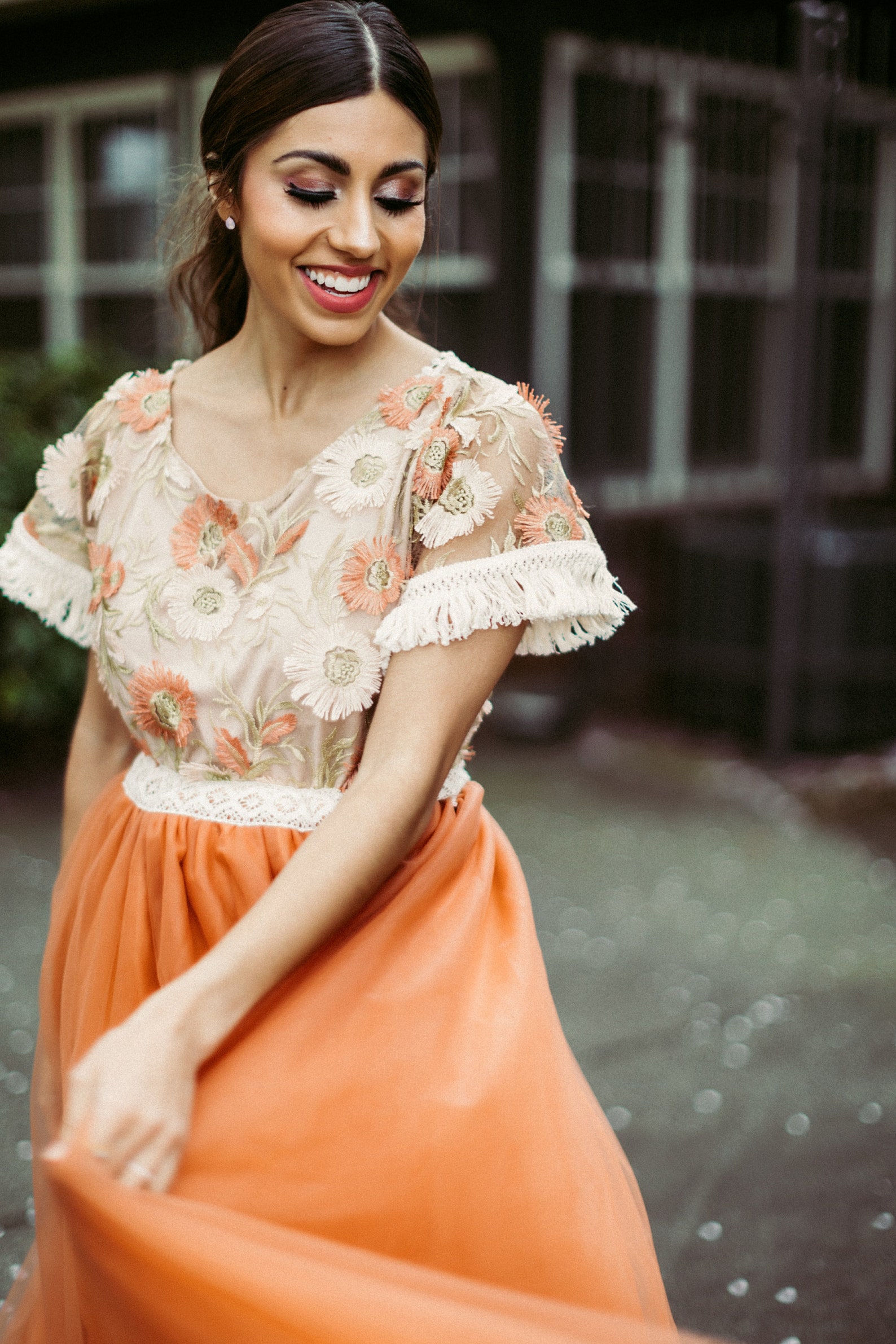 Orange Feather/ Tulle Dress BOHO Dress Preorder | Etsy