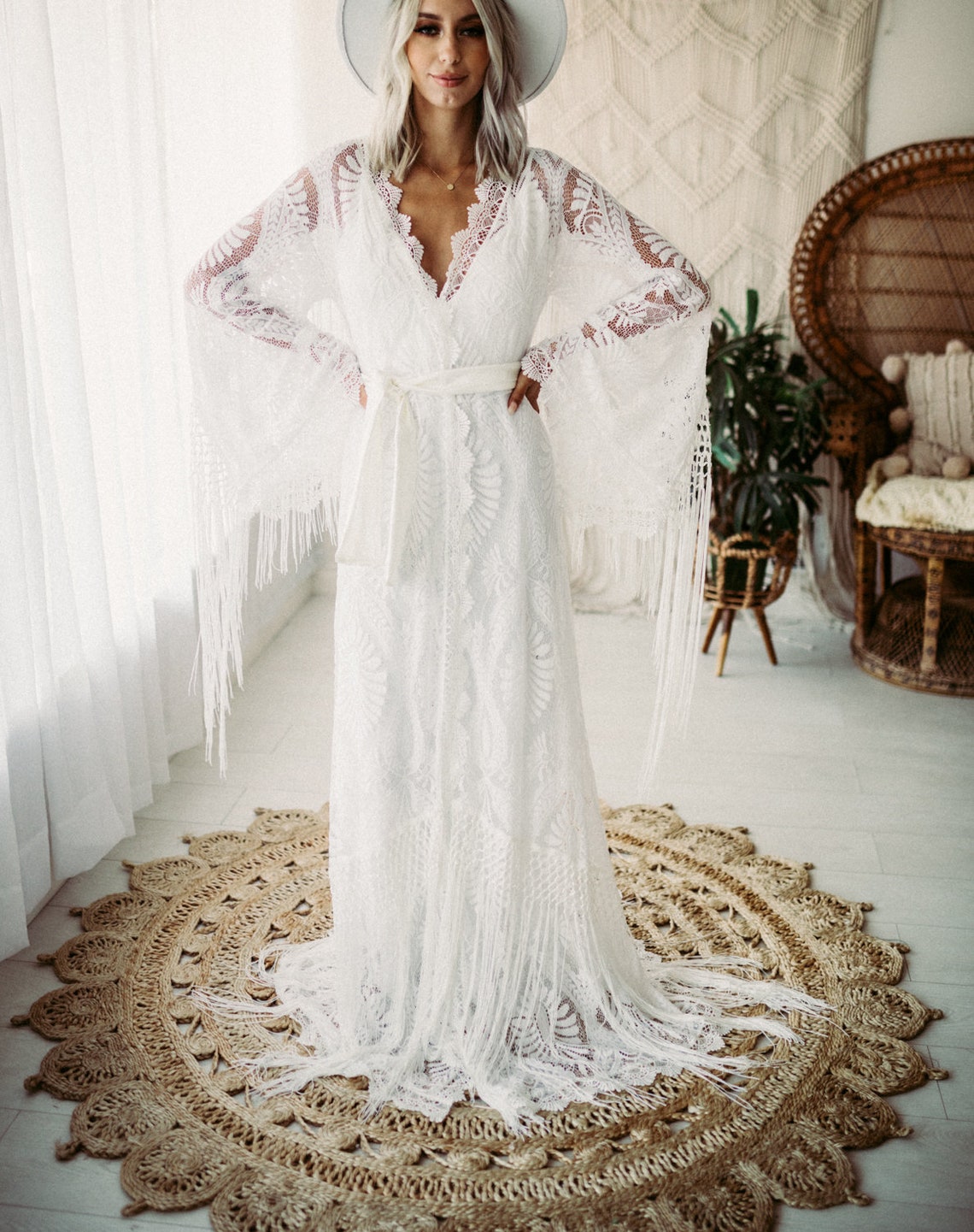 Luna Robe Flutter Dress Vintage-inspired Lace BOHO Dress | Etsy Canada