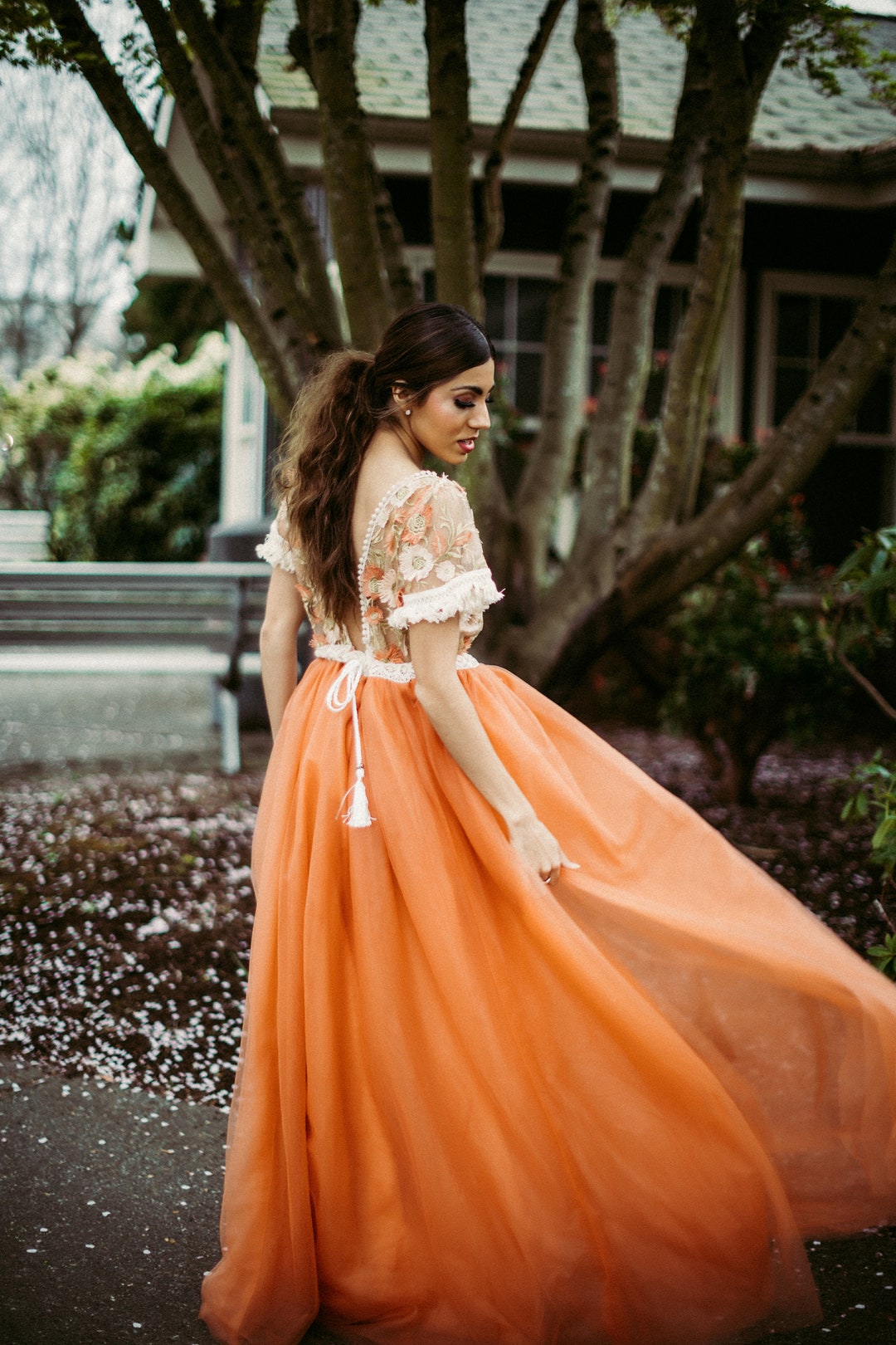 Orange Feather/ Tulle Dress BOHO Dress Preorder - Etsy