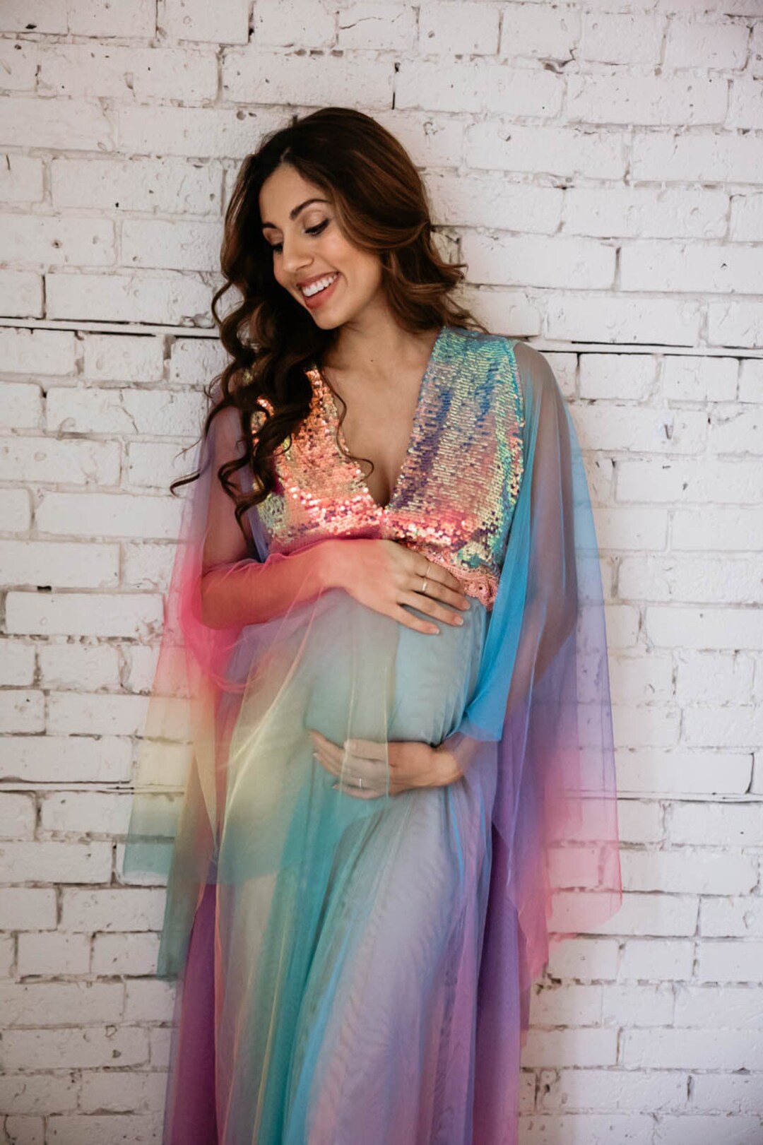 Rainbow Flow - Sequin Flutter Dress- Family, Maternity, Senior Photography Gown - Etsy