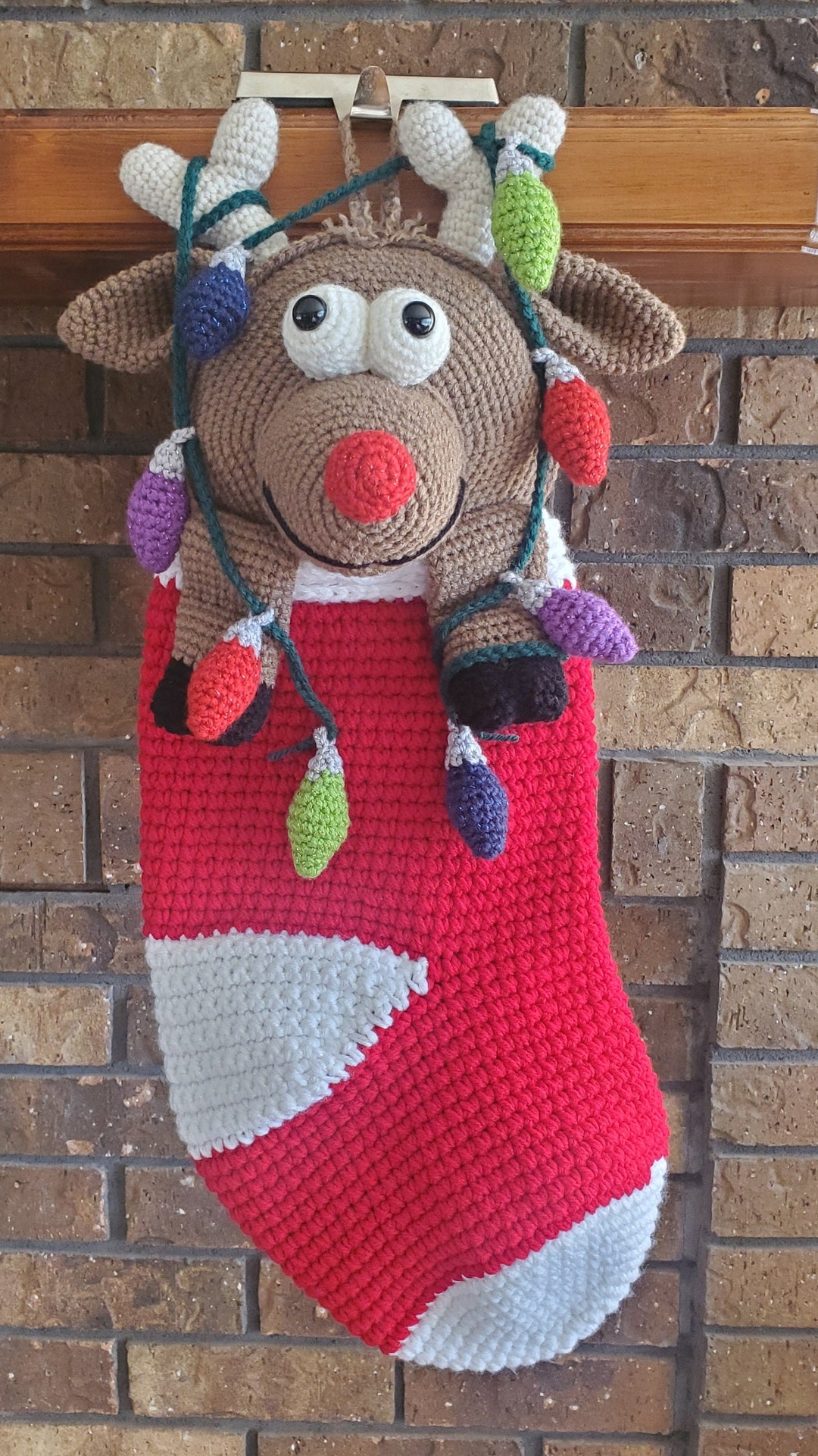 Crochet Christmas Reindeer Stocking Pattern, Amigurmi, Tutorial ...