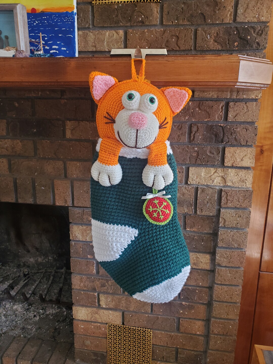 Crochet Christmas Kitty Stocking Pattern, Amigurmi Cat Sock, Ornament ...