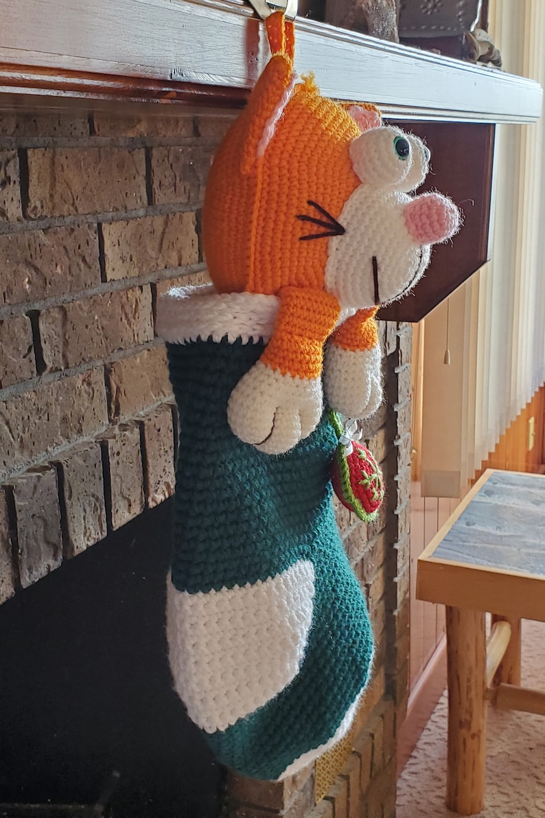 Crochet Christmas Kitty Stocking Pattern Amigurmi Cat Sock - Etsy