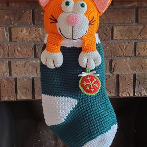 Crochet Christmas Kitty Stocking Pattern, Amigurmi Cat Sock, Ornament ...