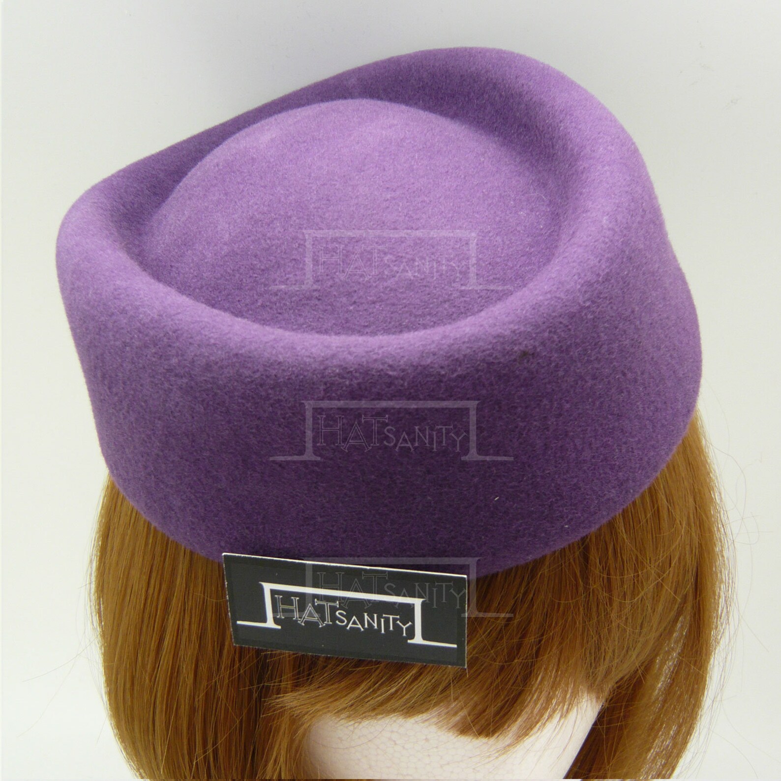 Wool Felt Pillbox Hat W/ W/o Ribbon and Cubic PURPLE custom - Etsy Hong ...
