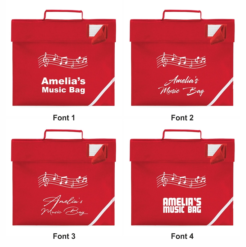 Personalised Music Bag / Book Bag Shoulder Strap Printed With Name ...