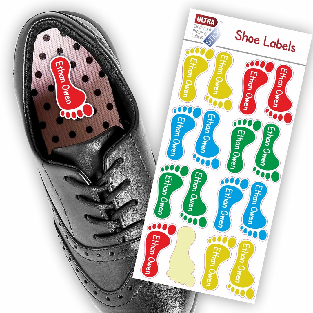 Ultrastick Shoe Nametapes Foot Shape Personalised With Name, Easy to ...