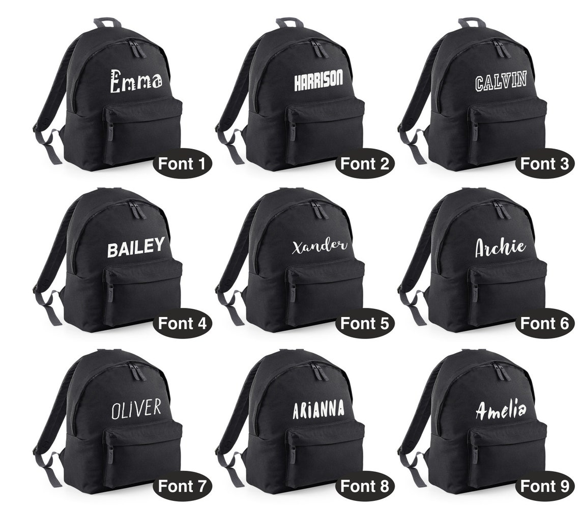 Personalized Backpack Printed With Name Black - Etsy UK