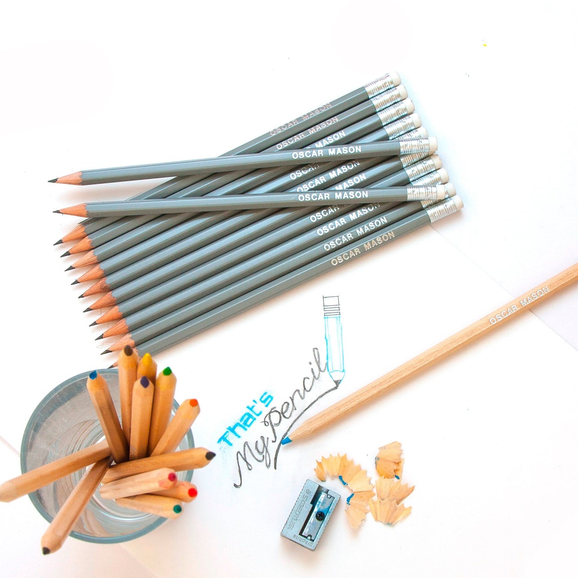 12 Graphite 12 Colouring Hexagonal Pencils Embossed With | Etsy