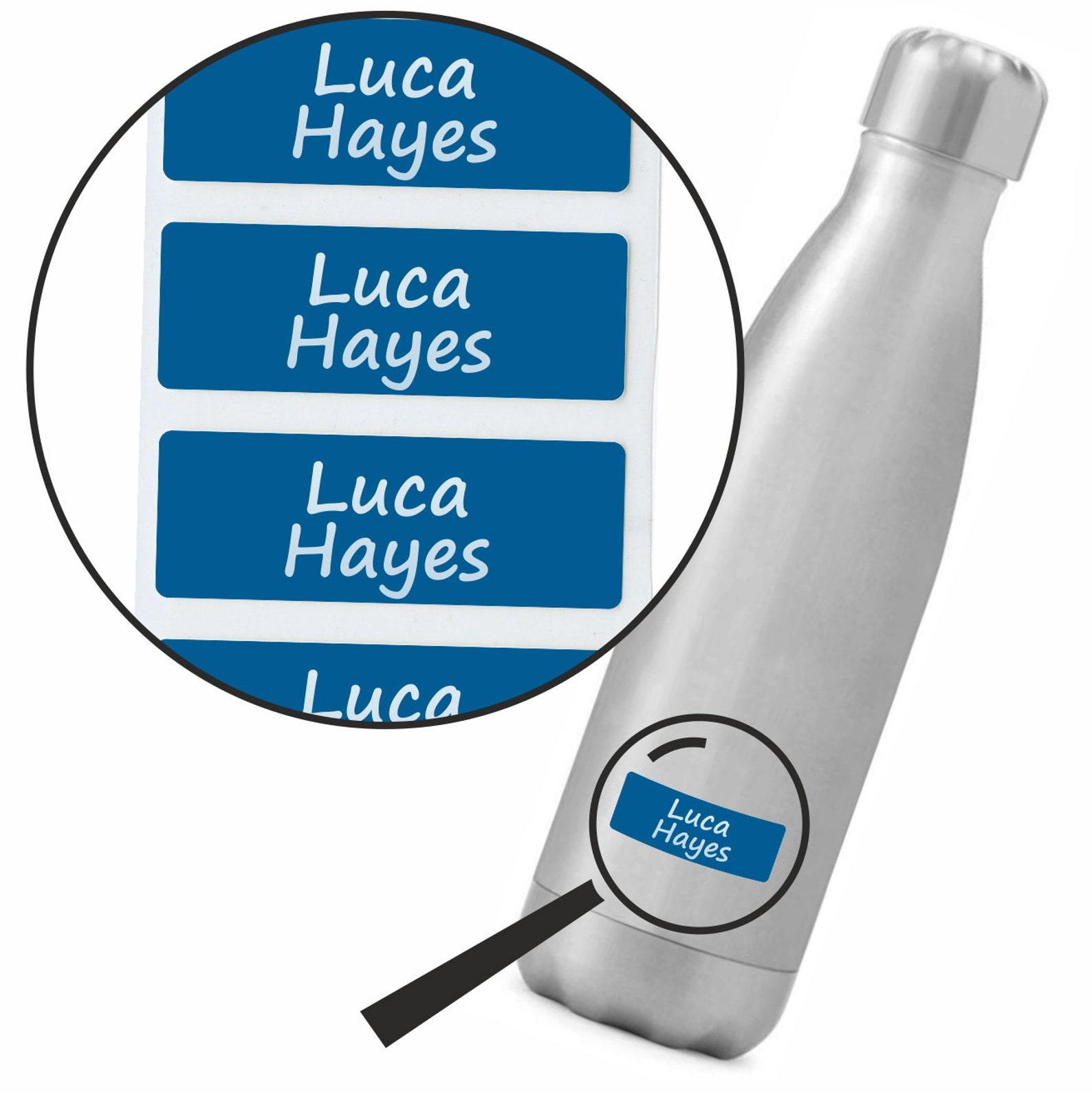 Water Bottle Labels Personalised Dishwasher Proof / Waterproof Nametags ...