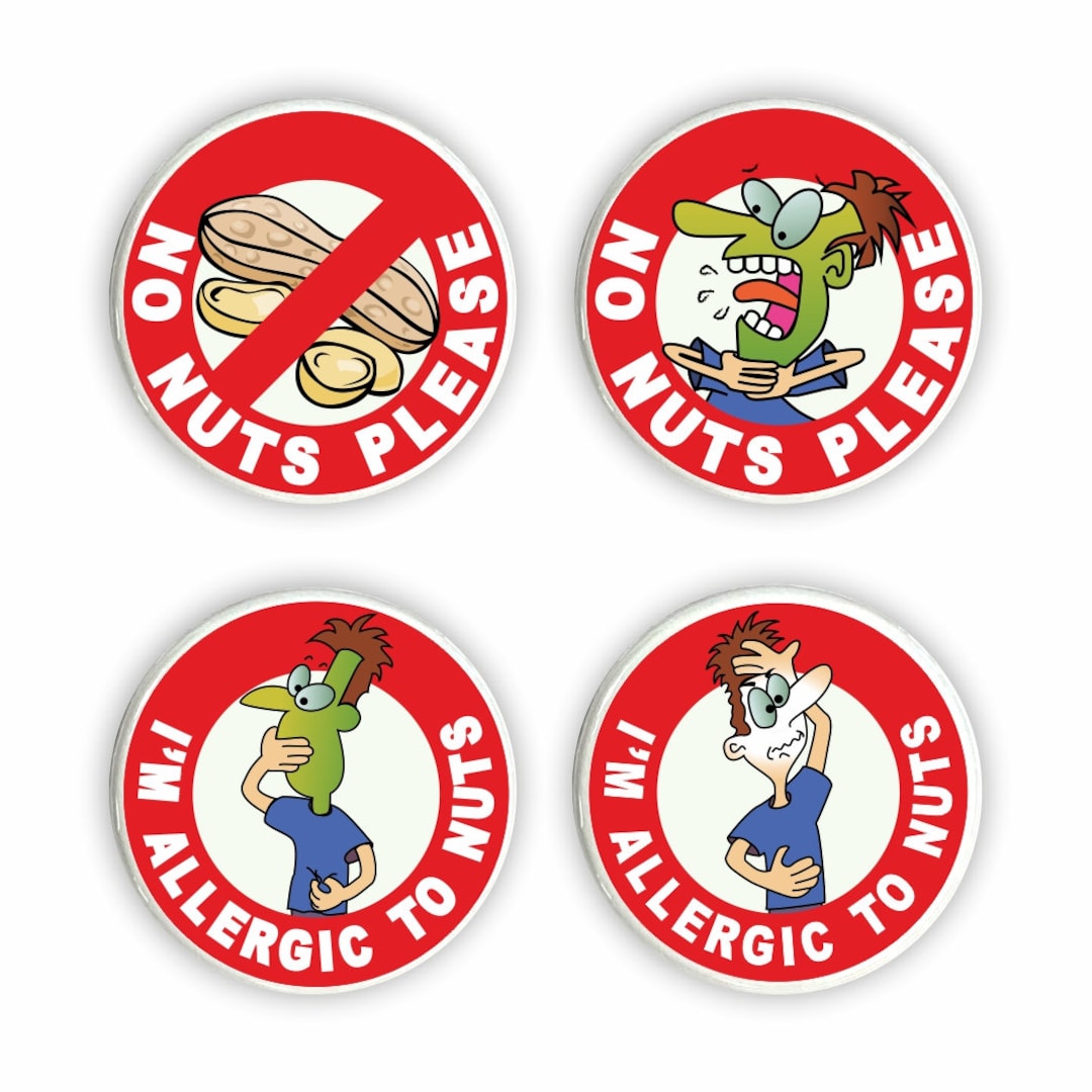 Allergy Alert Patches, Pin Badges & Stickers - Allergic to Nuts - Fun ...