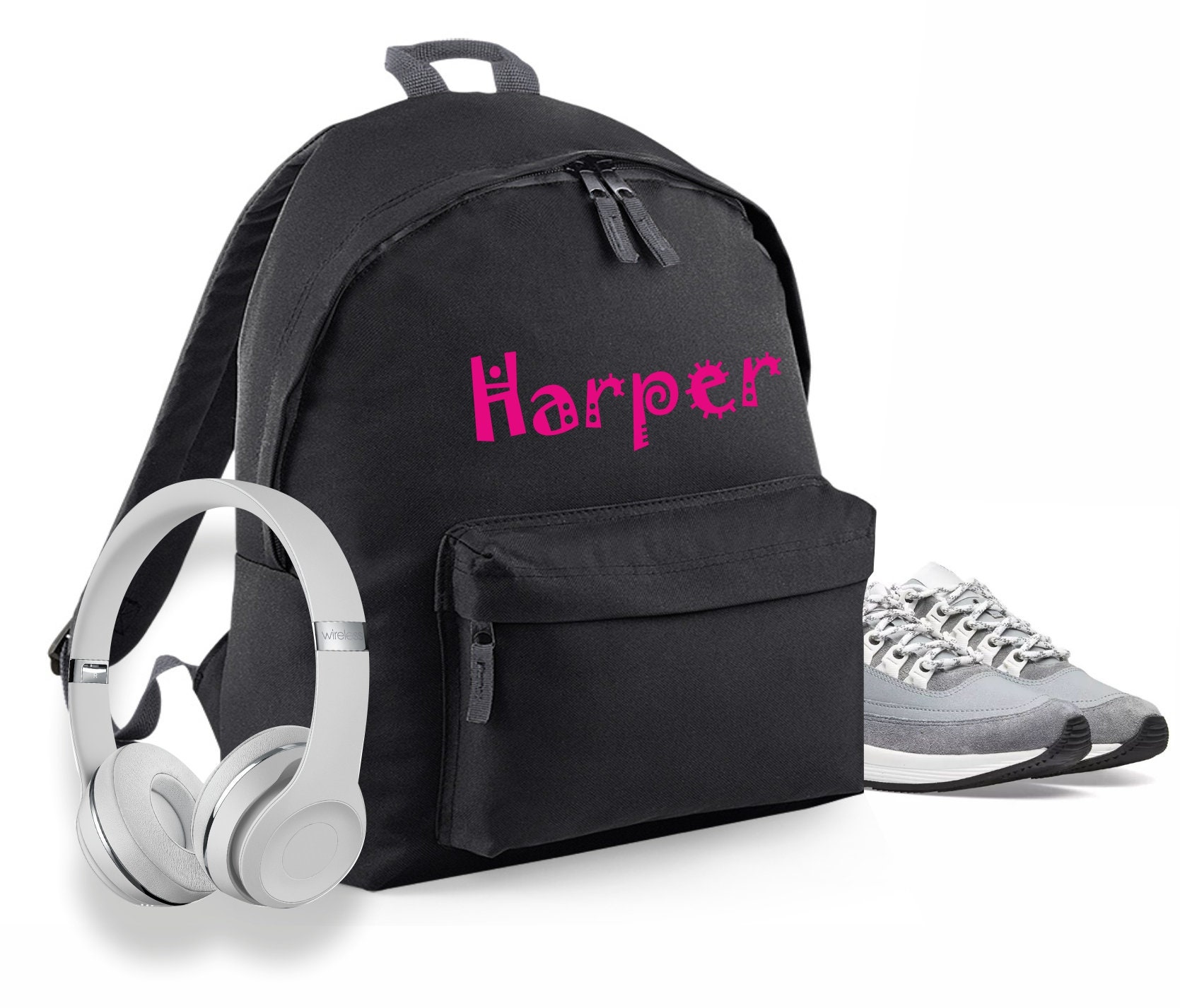 Personalized Backpack Printed With Name Black - Etsy UK