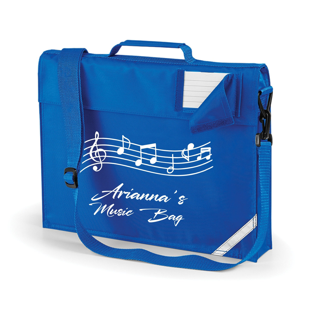 Personalised Music Bag / Book Bag Shoulder Strap Printed With Name ...