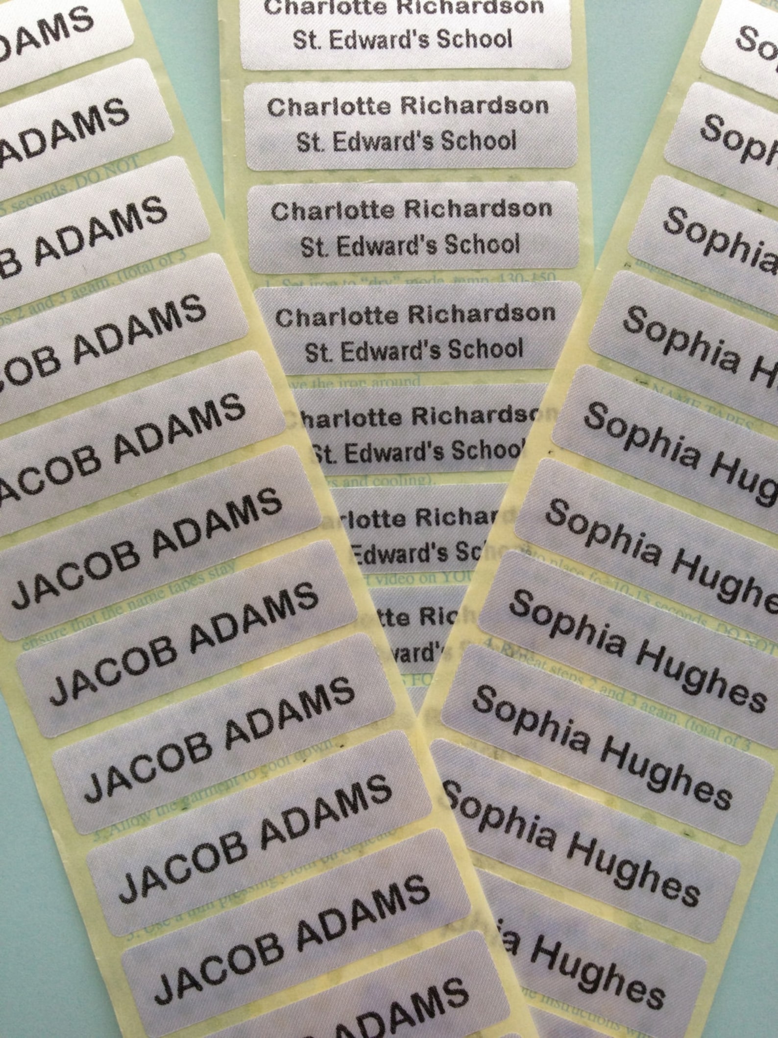 Name Tags/ Nametapes/labels IRON-ON School Uniform Tags Soft Satin ...