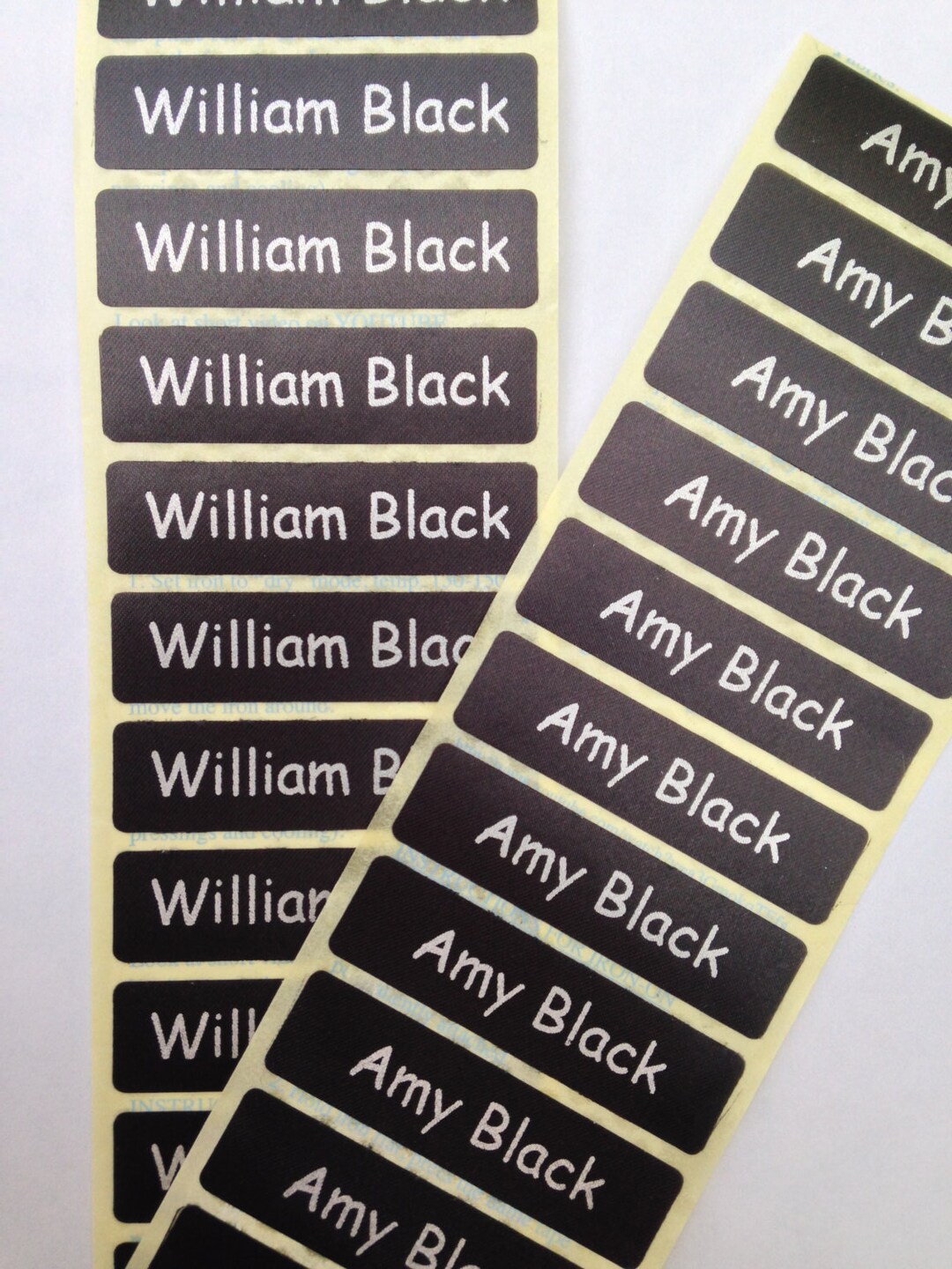 50 BLACK Printed Name Labels/tapes IRON-ON School Tag Soft - Etsy