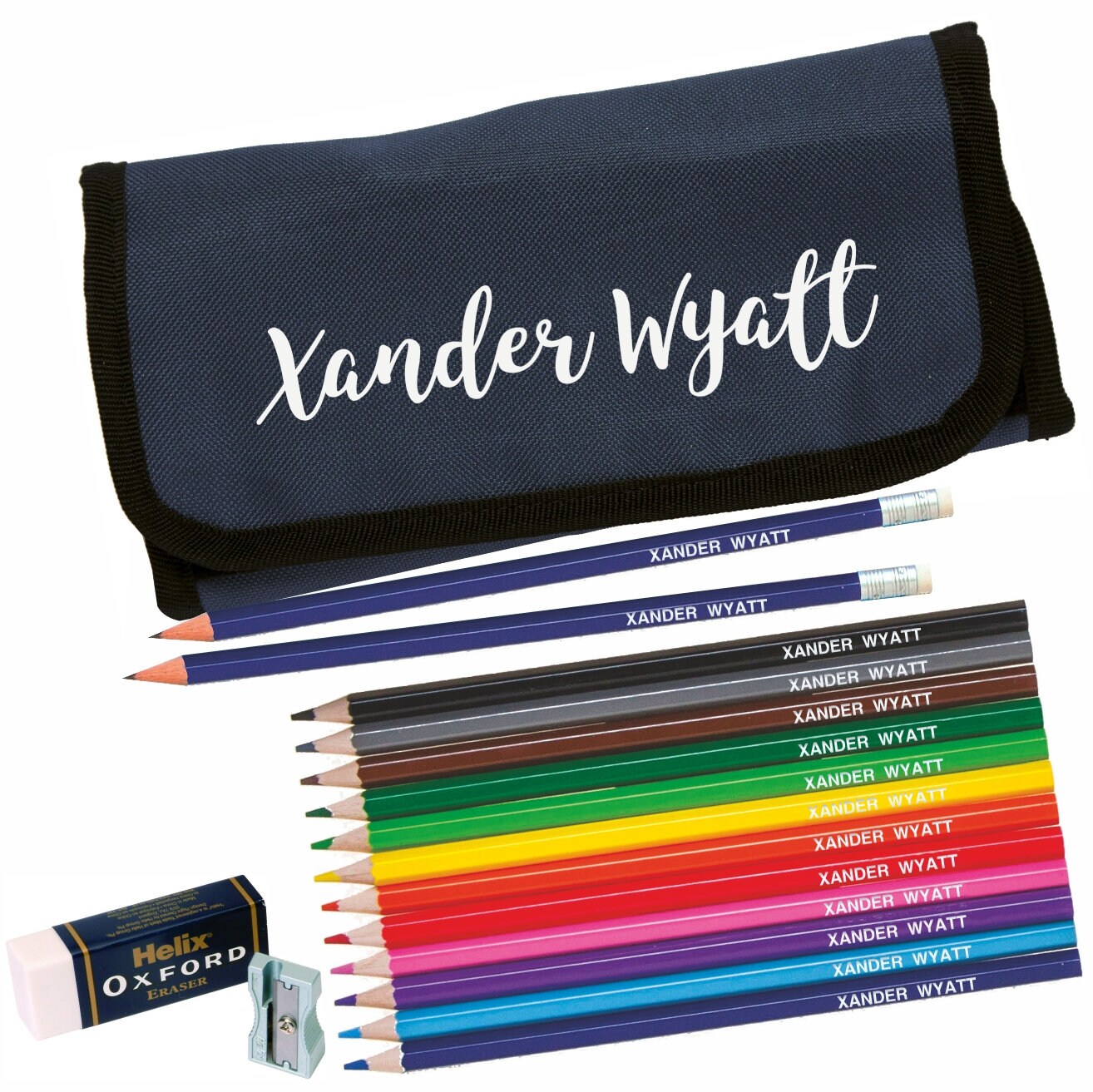 Wrap Pencil Case With Hexagonal Colouring Pencils and 2 HB - Etsy UK